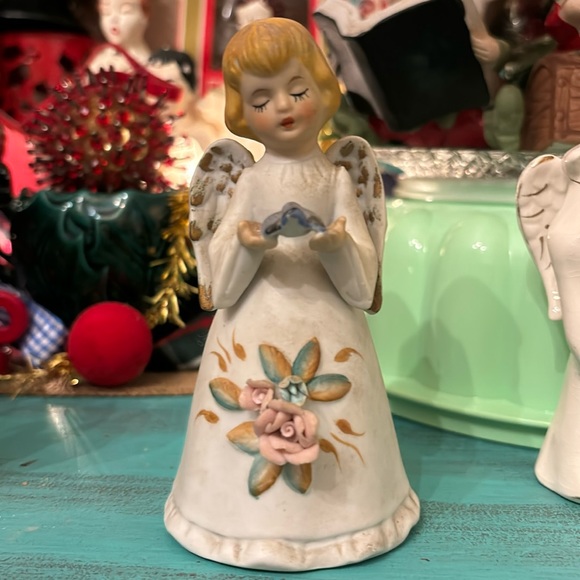Homco | Accents | Vintage Homco Angel Bell Holding Blue Bird | Poshmark